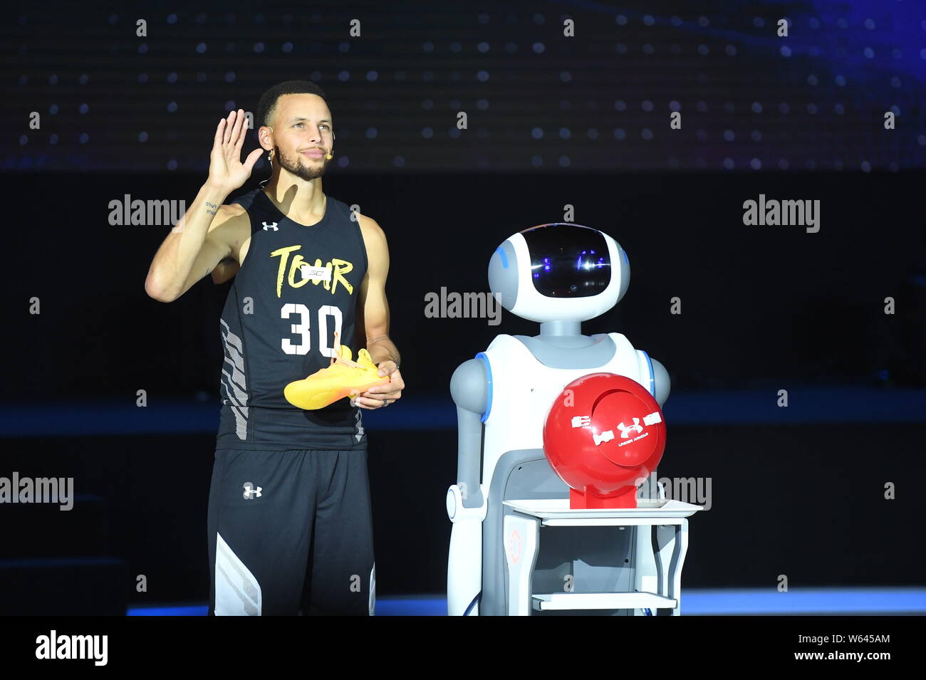 NBA star Stephen Curry of Golden State Warriors attends a fan meeting ...