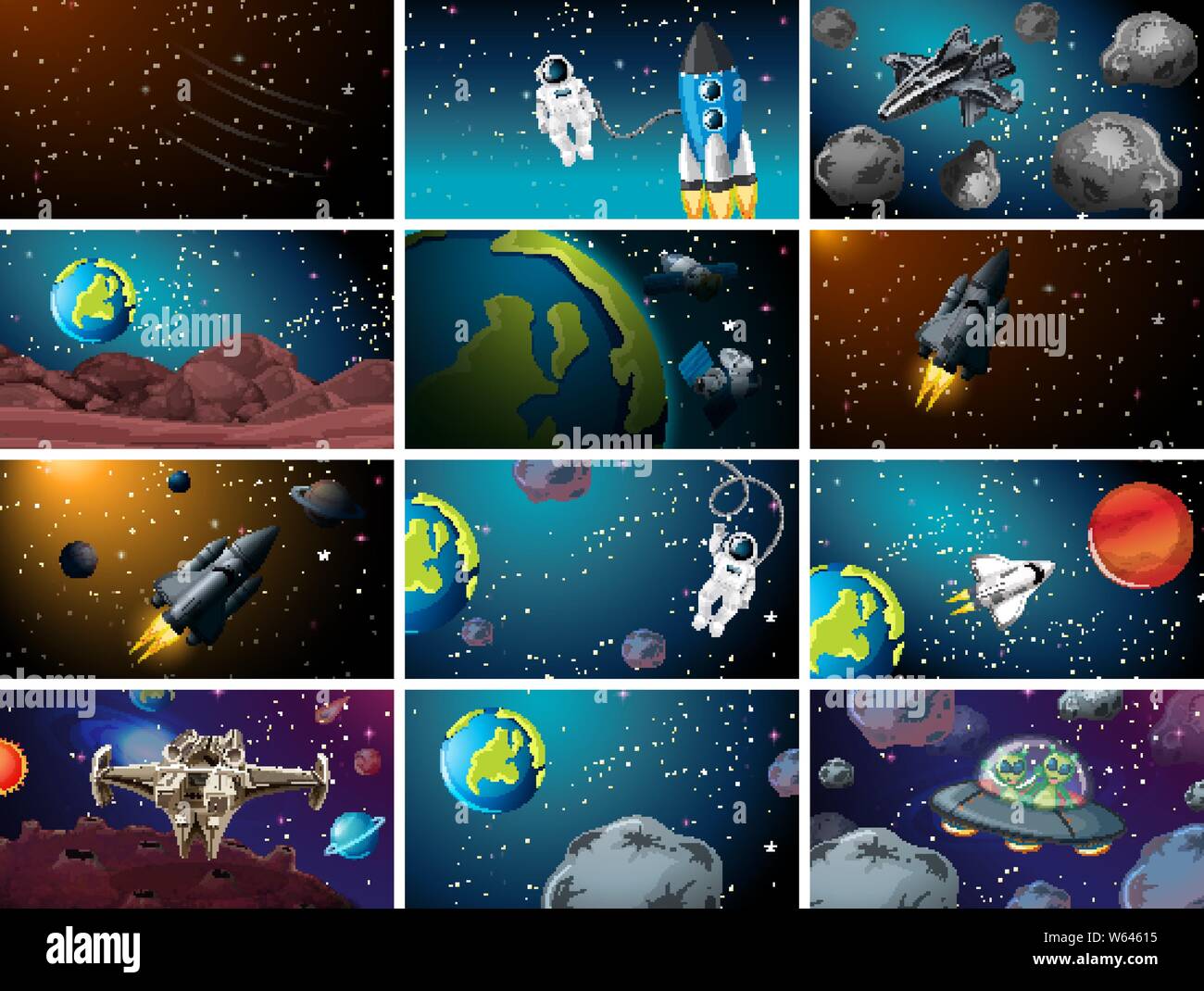 Big Set of space scenes illustration Stock Vector Image & Art - Alamy