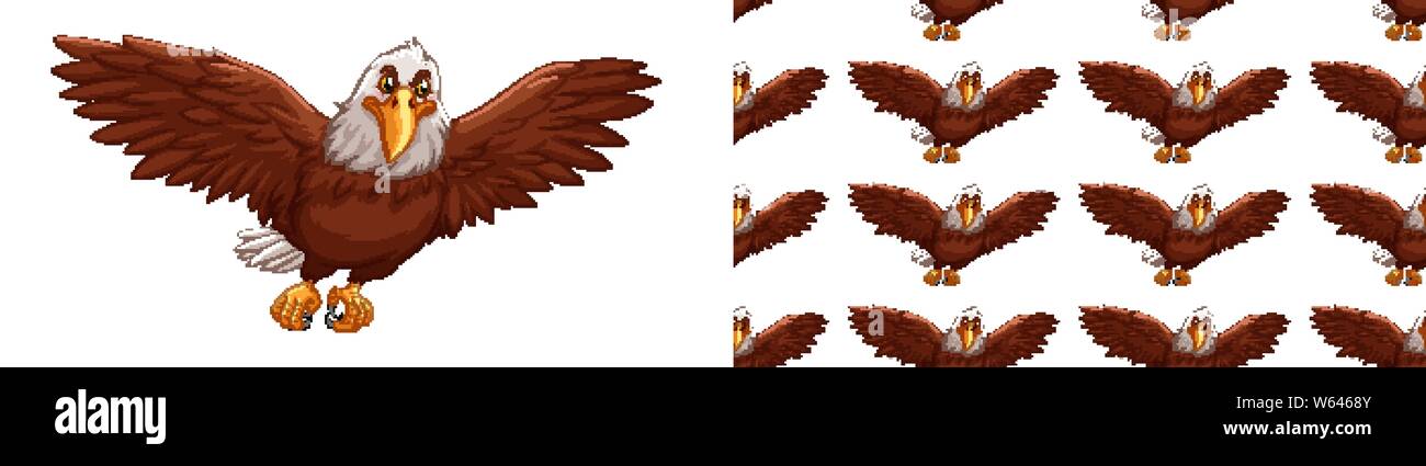 Seamless and isolated animal pattern cartoon illustration Stock Vector ...