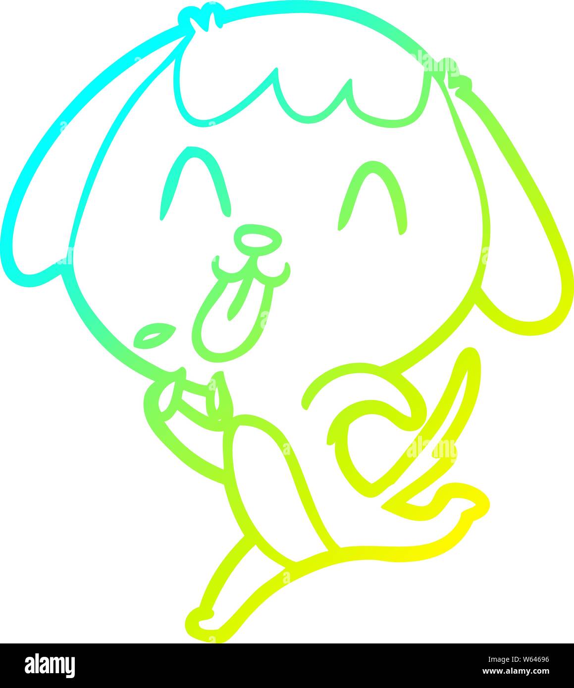 cold gradient line drawing of a cute cartoon dog Stock Vector Image ...