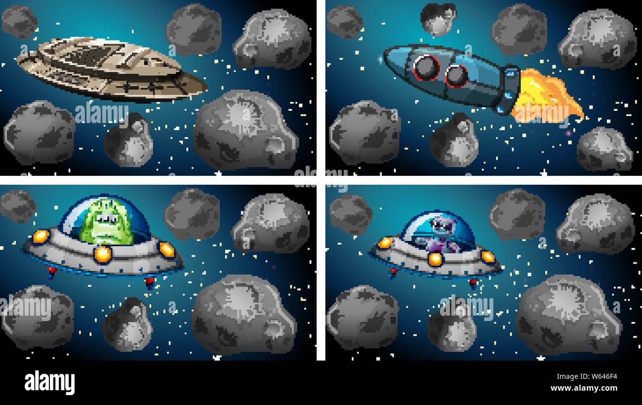 Set of different space ships illustration Stock Vector Image & Art - Alamy
