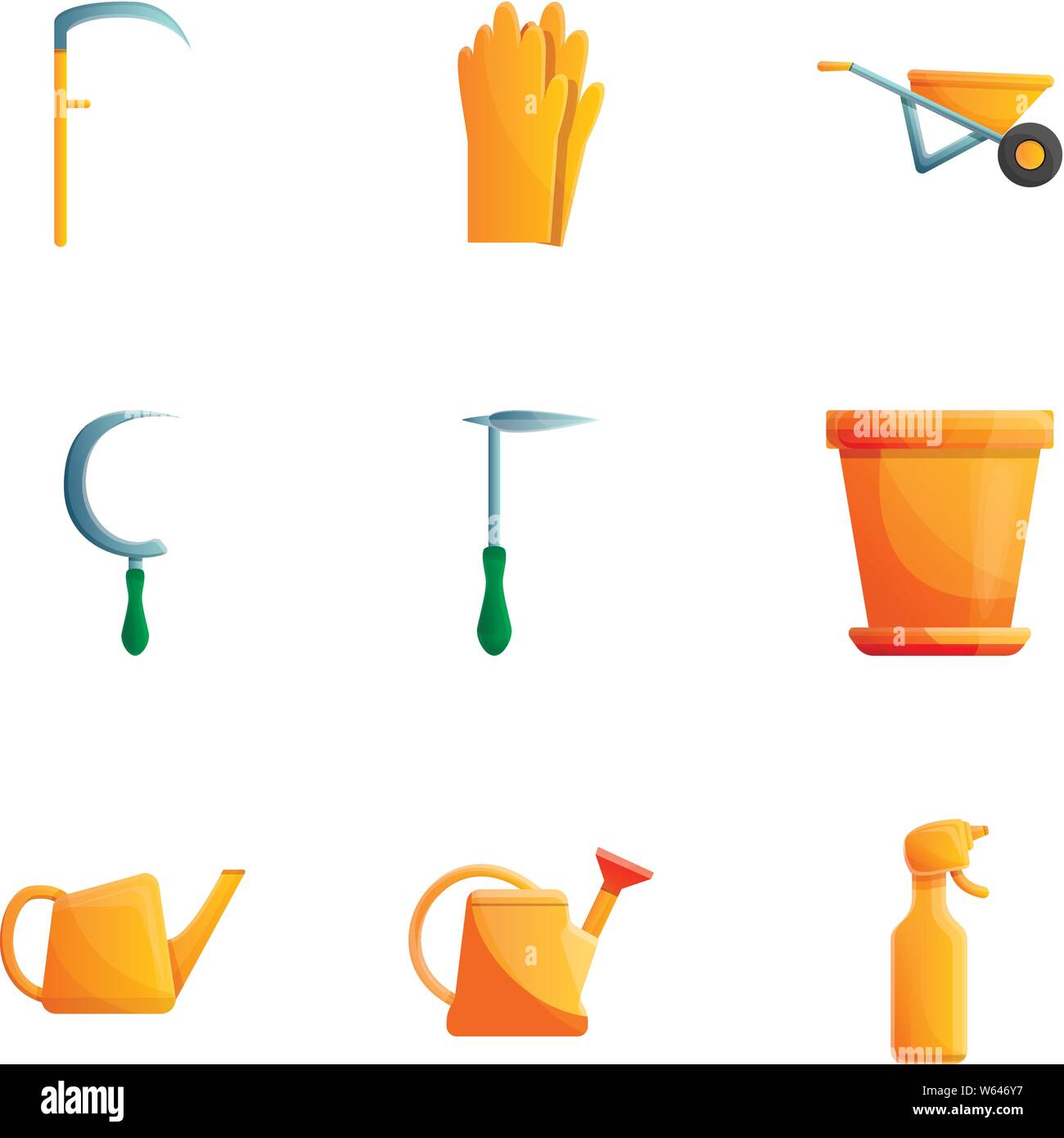 Garden care tools icon set. Cartoon set of 9 garden care tools vector ...