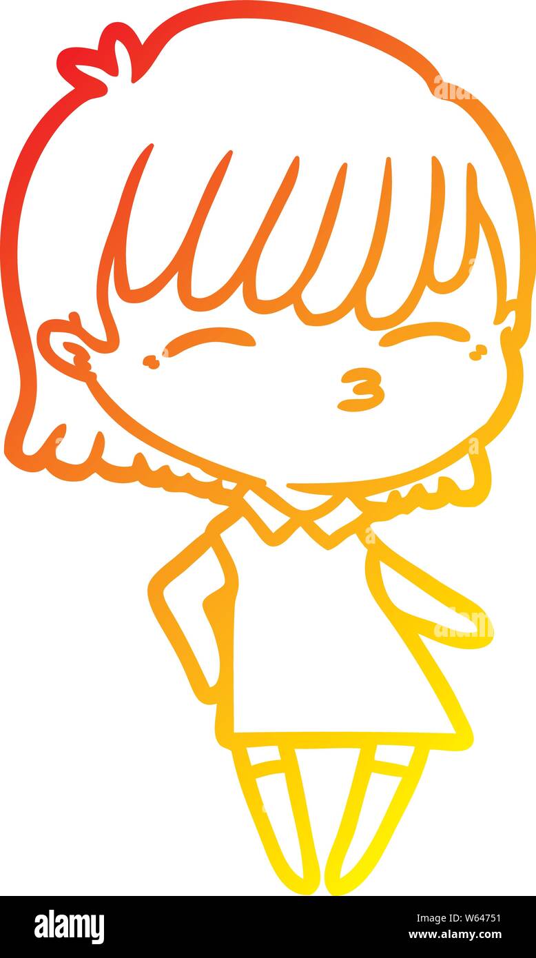 warm gradient line drawing of a cartoon woman Stock Vector Image & Art ...