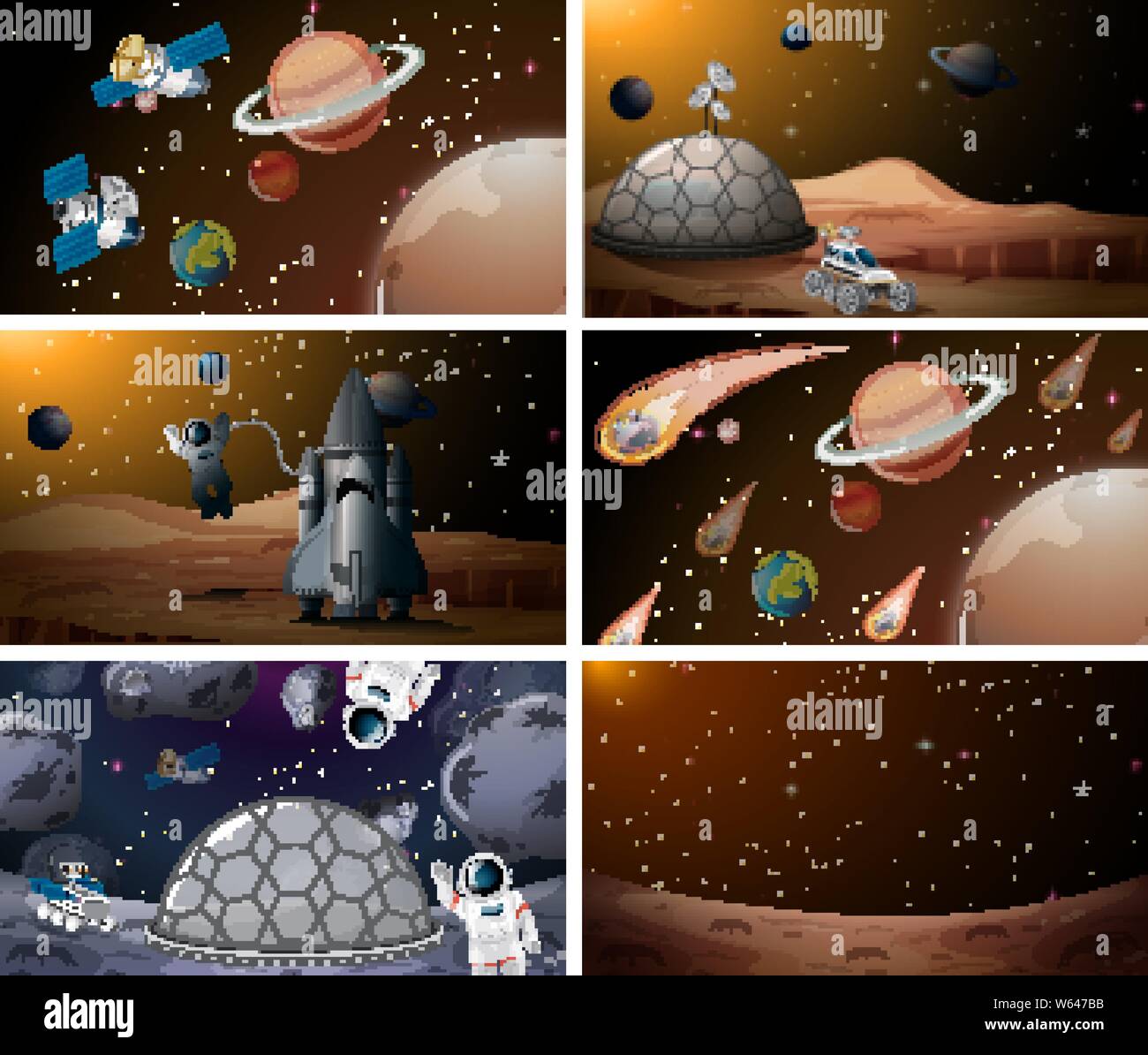 Mars space scene set illustration Stock Vector Image & Art - Alamy