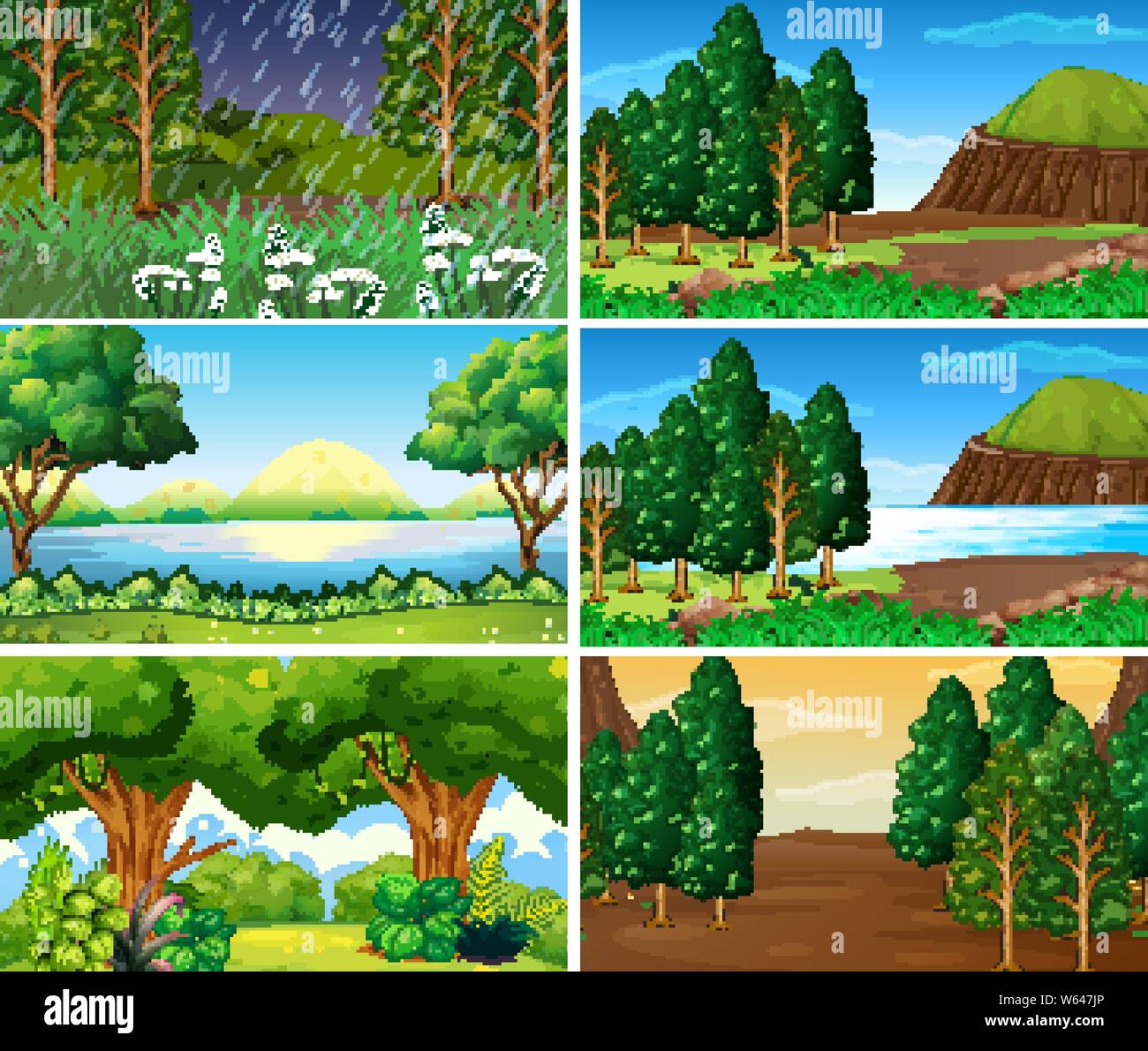 Empty, blank landscape nature scenes illustration Stock Vector Image ...