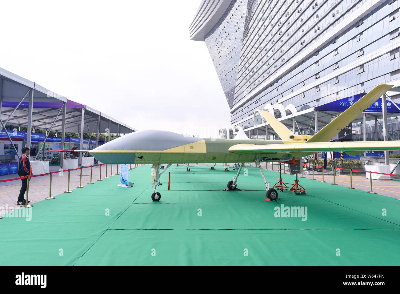 The Wing-Loong II Unmanned Aircraft System (UAS) is on display at an ...