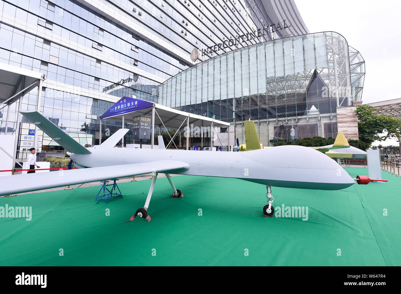 The Wing-Loong I Unmanned Aircraft System (UAS) is on display at an ...