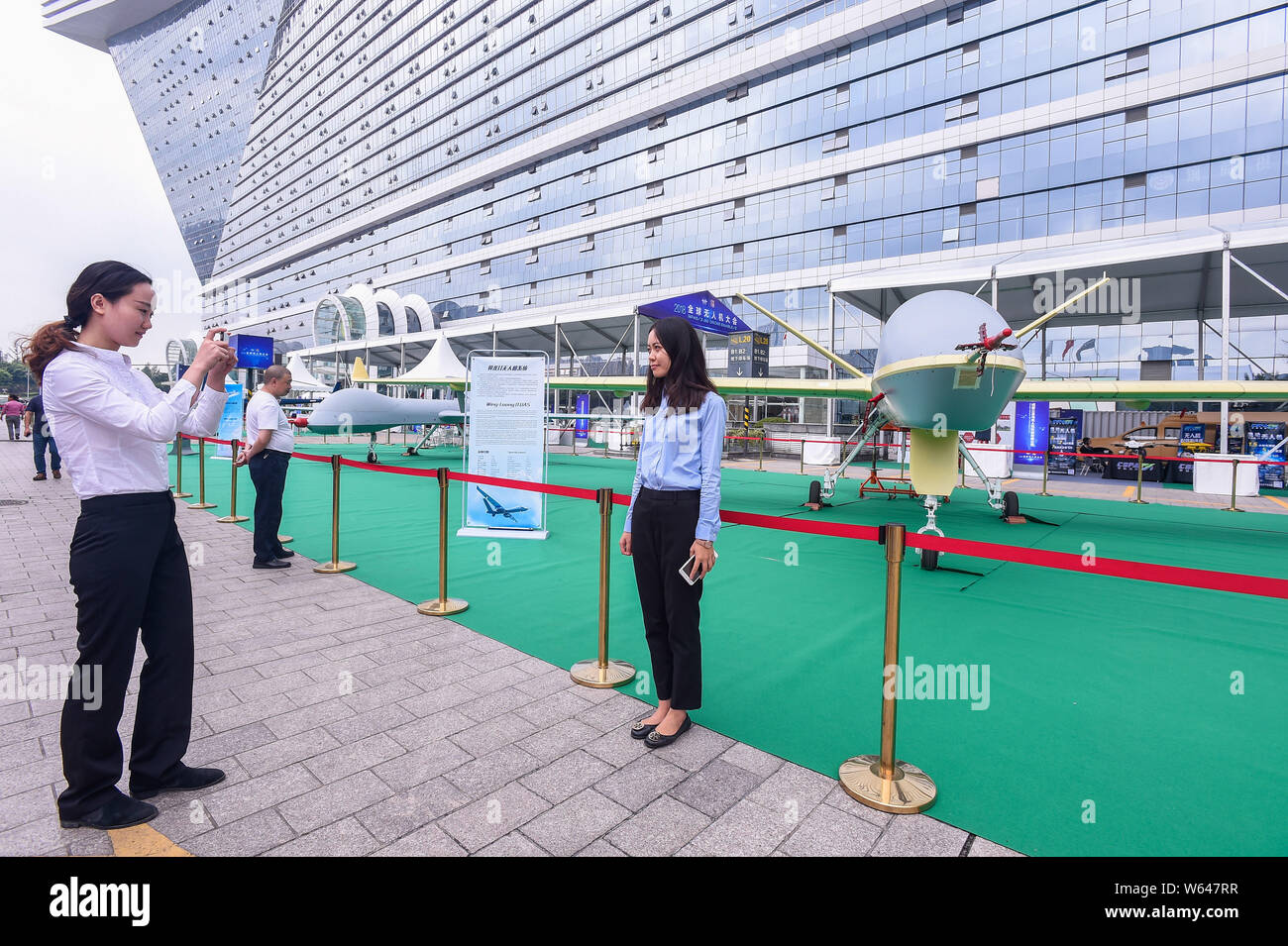 The Wing-Loong II Unmanned Aircraft System (UAS) is on display at an ...