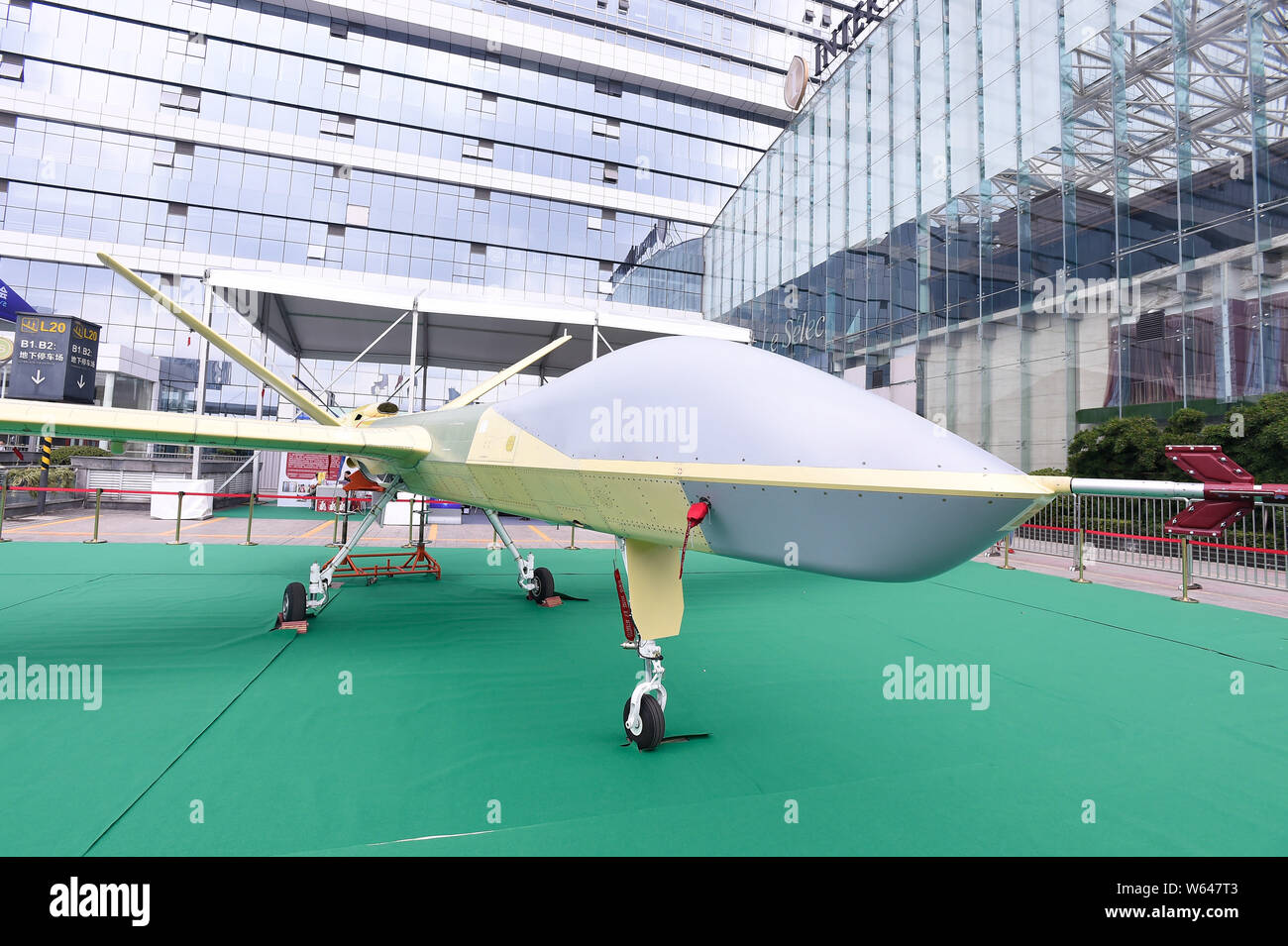 The Wing-Loong II Unmanned Aircraft System (UAS) is on display at an ...