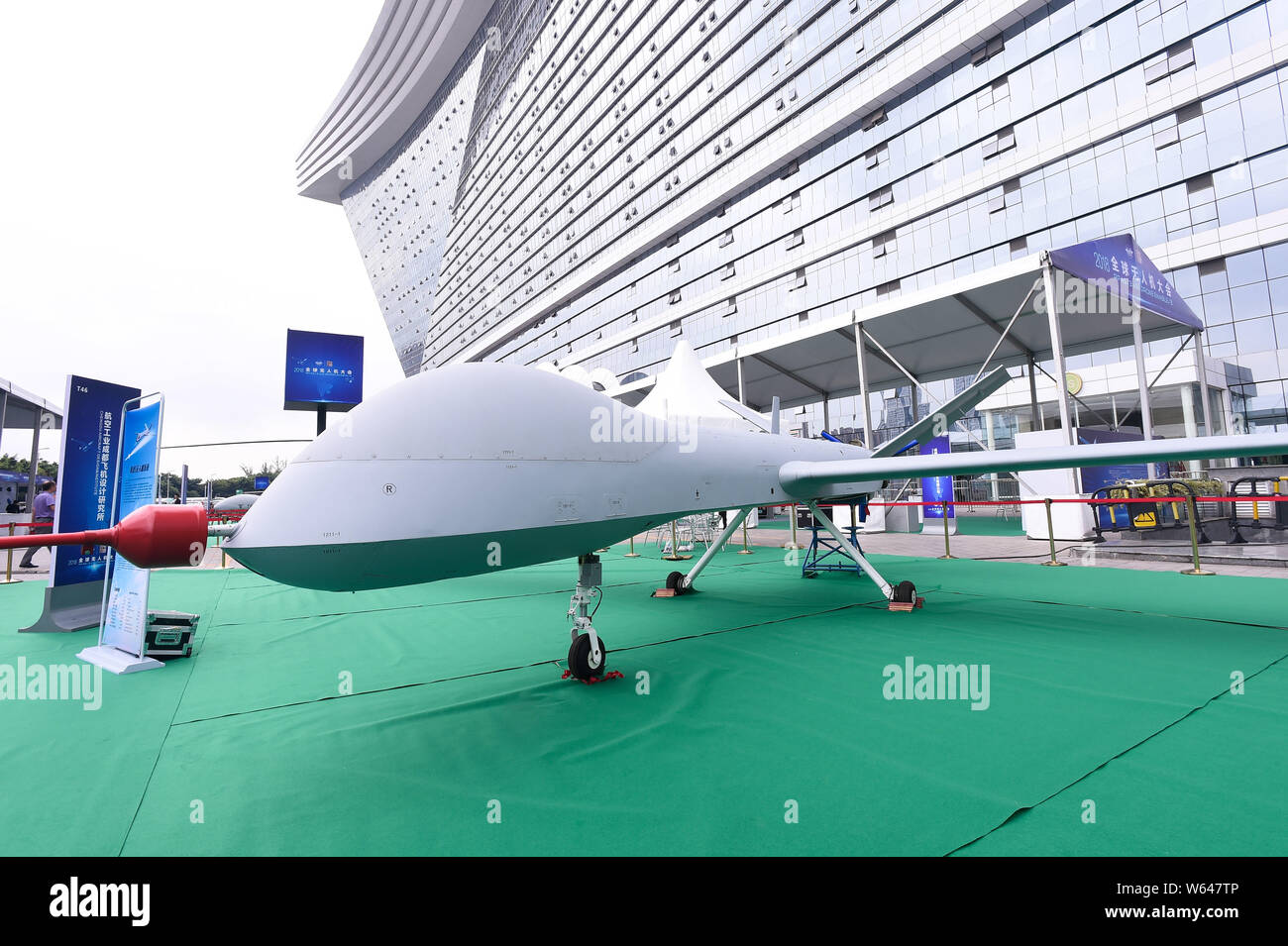 The Wing-Loong I Unmanned Aircraft System (UAS) is on display at an ...