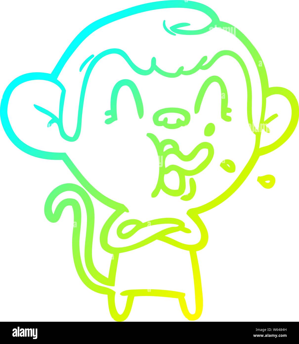 cold gradient line drawing of a crazy cartoon monkey Stock Vector Image ...
