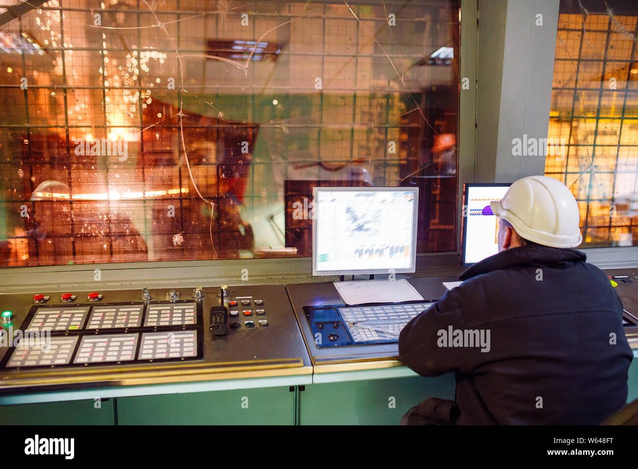 Control panel. Plant for the production of steel Stock Photo - Alamy