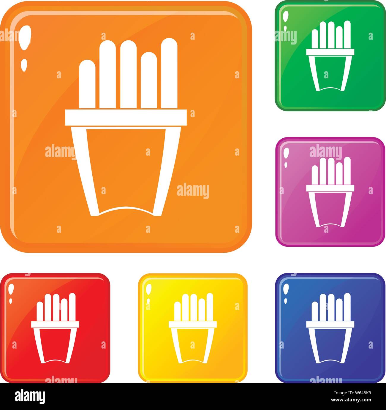 Portion of french fries icons set vector color Stock Vector Image & Art ...
