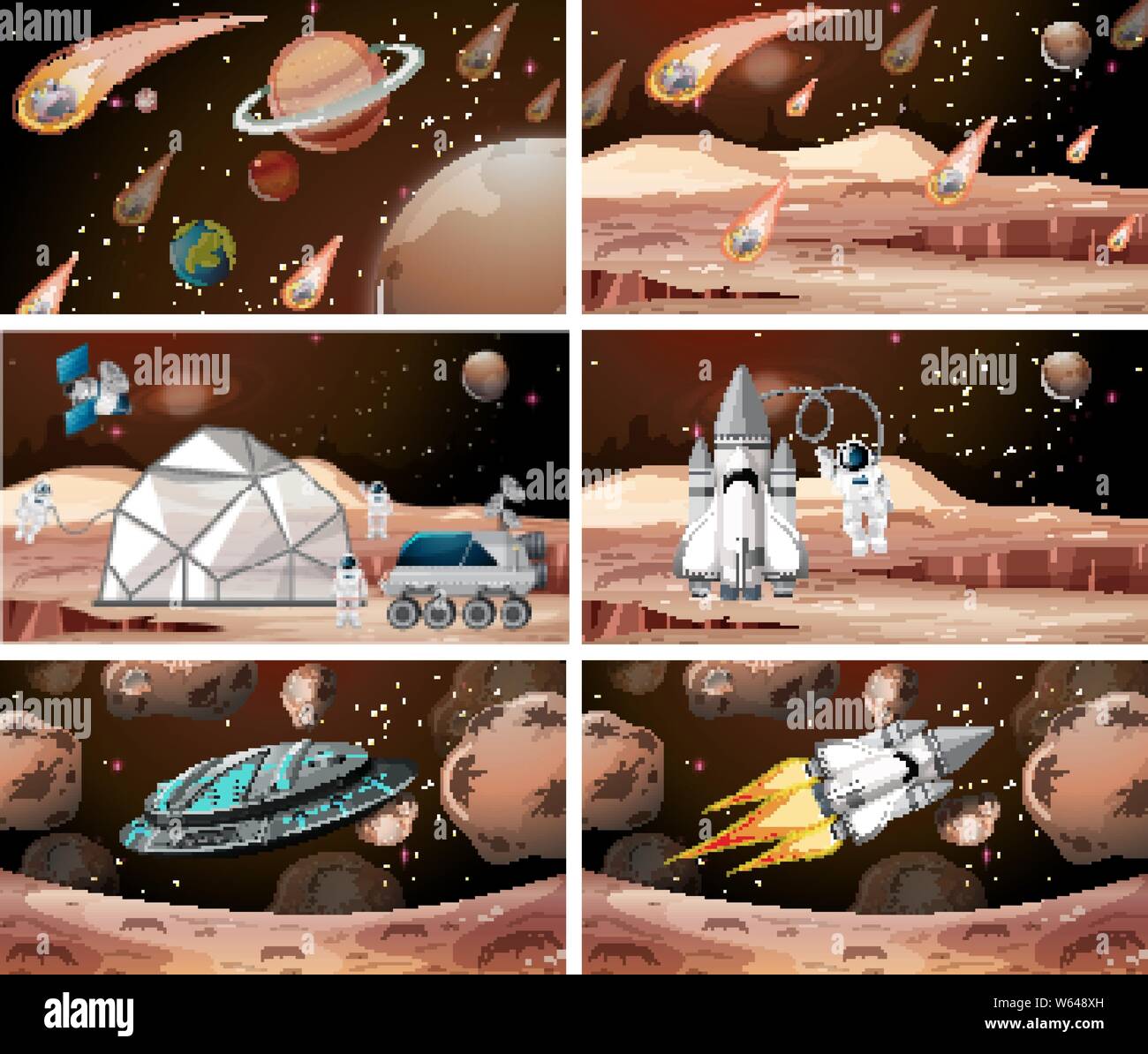 Mars space scene set illustration Stock Vector Image & Art - Alamy