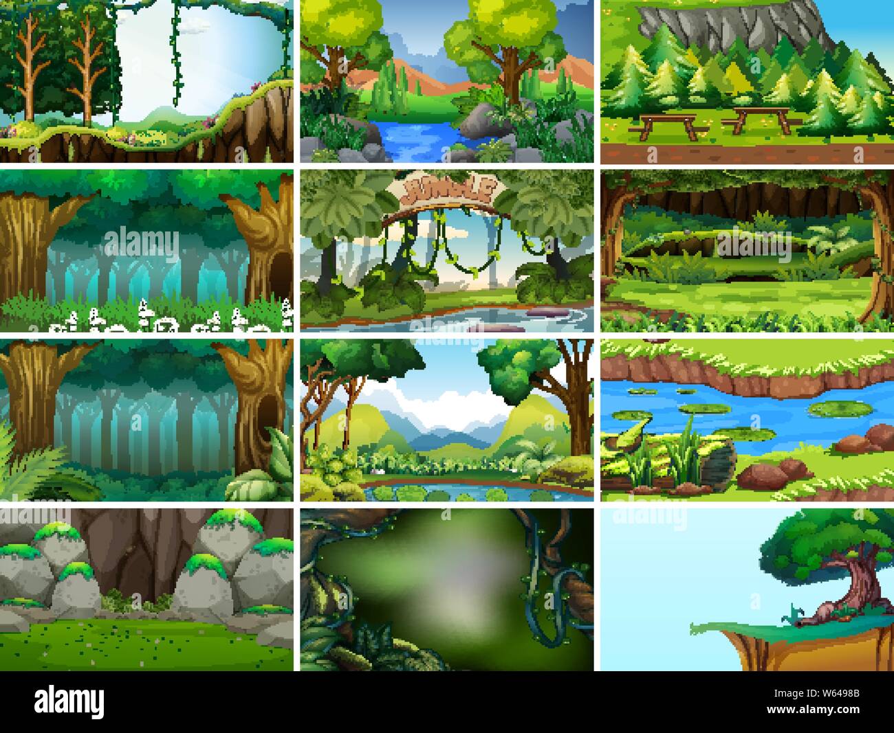 Empty, blank landscape nature scenes illustration Stock Vector Image ...