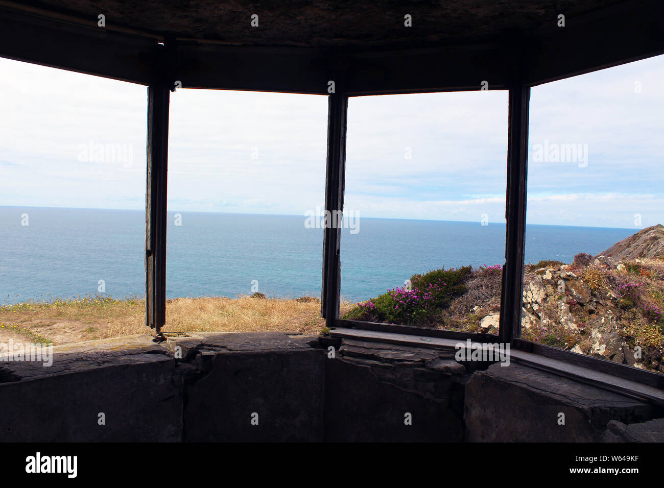 sea view out of old hut windows Stock Photo - Alamy