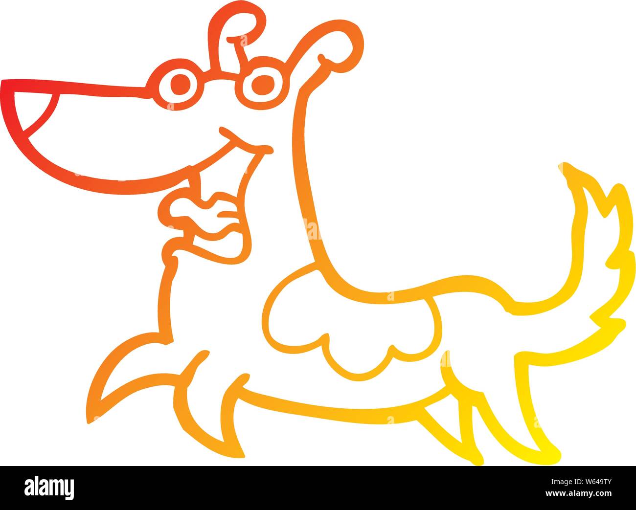 warm gradient line drawing of a happy dog cartoon Stock Vector Image ...