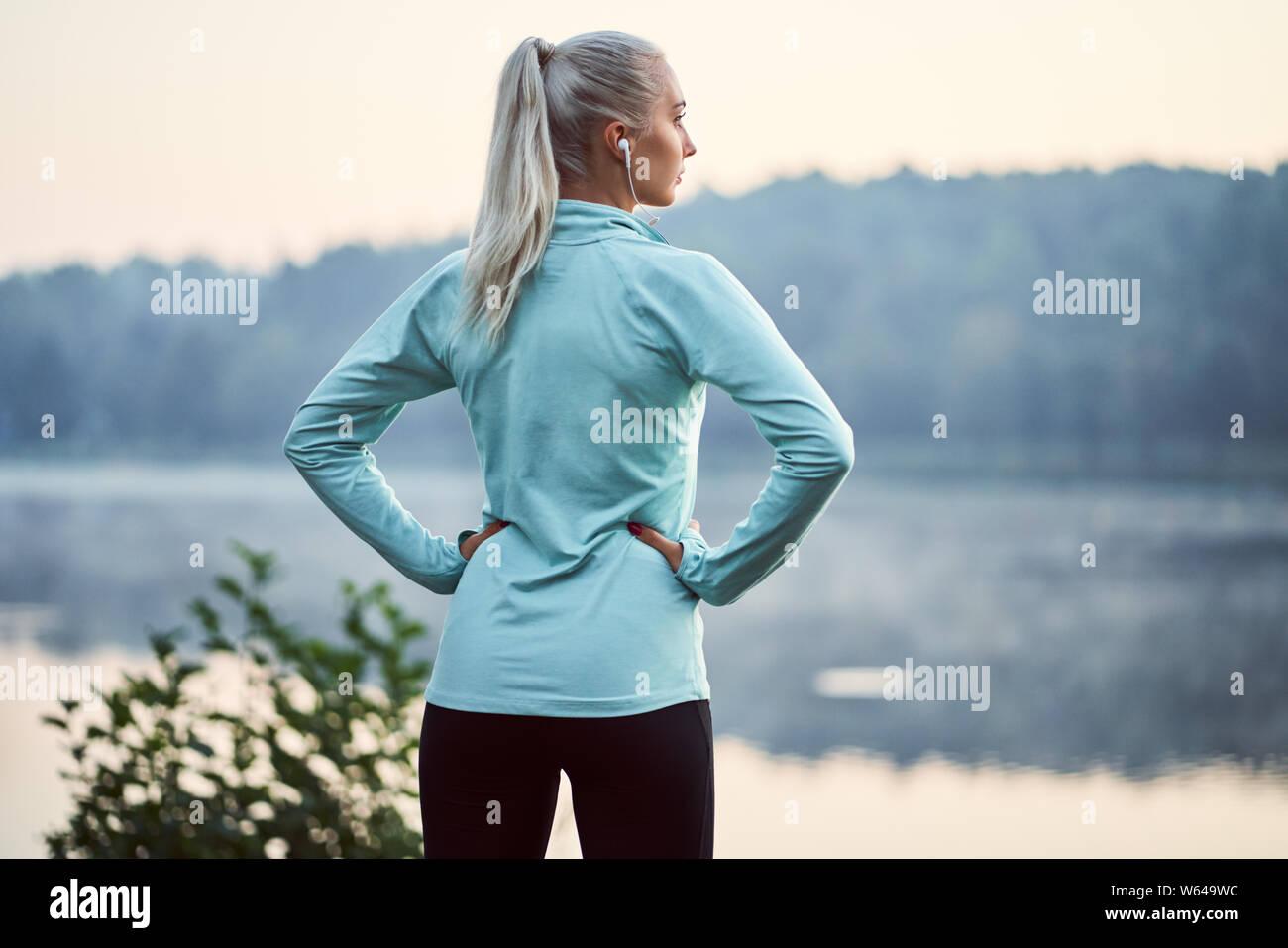 Woman enjoying the early morning hi-res stock photography and images ...
