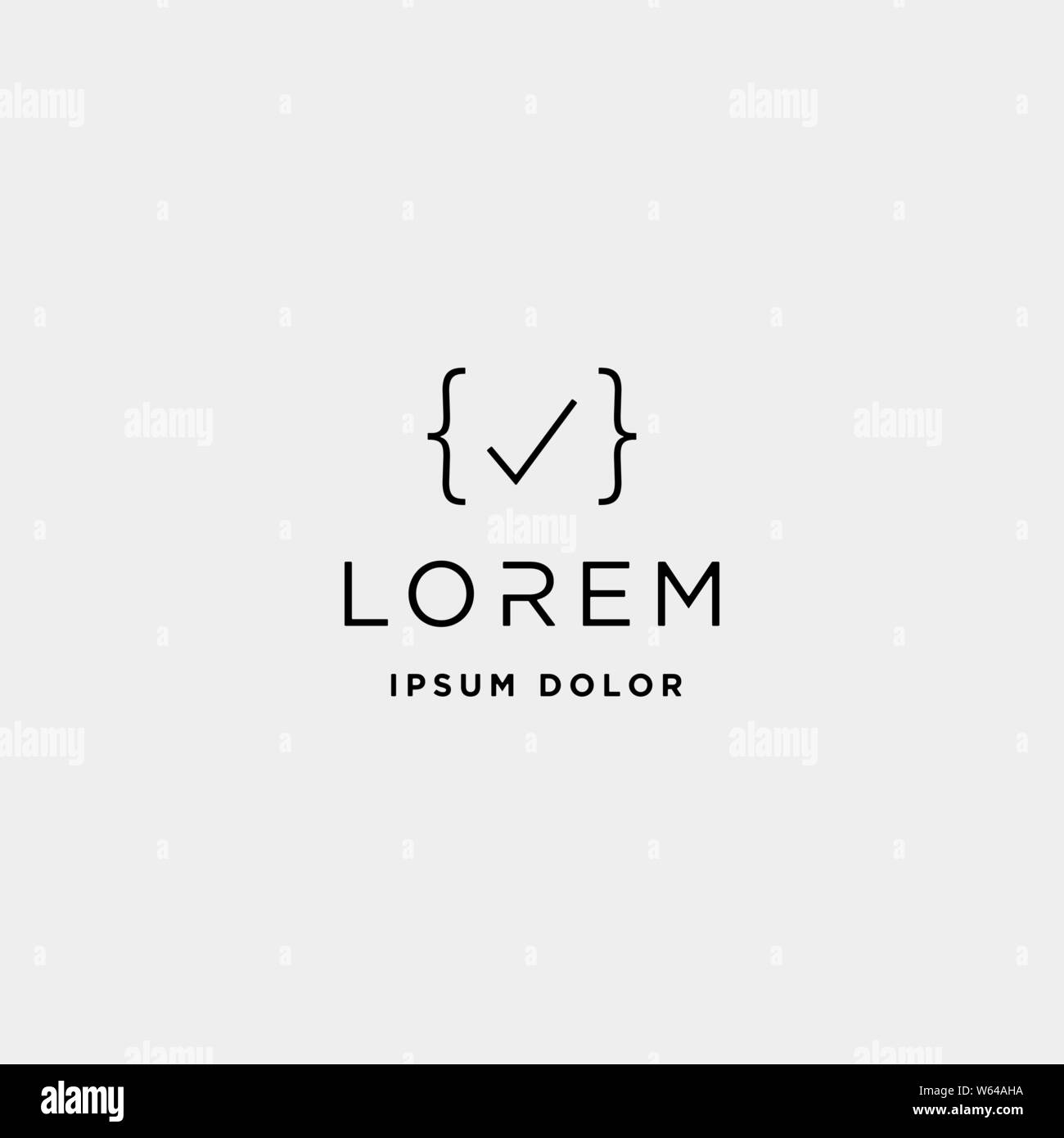 code check logo design simple approve coding symbol icon Stock Vector ...