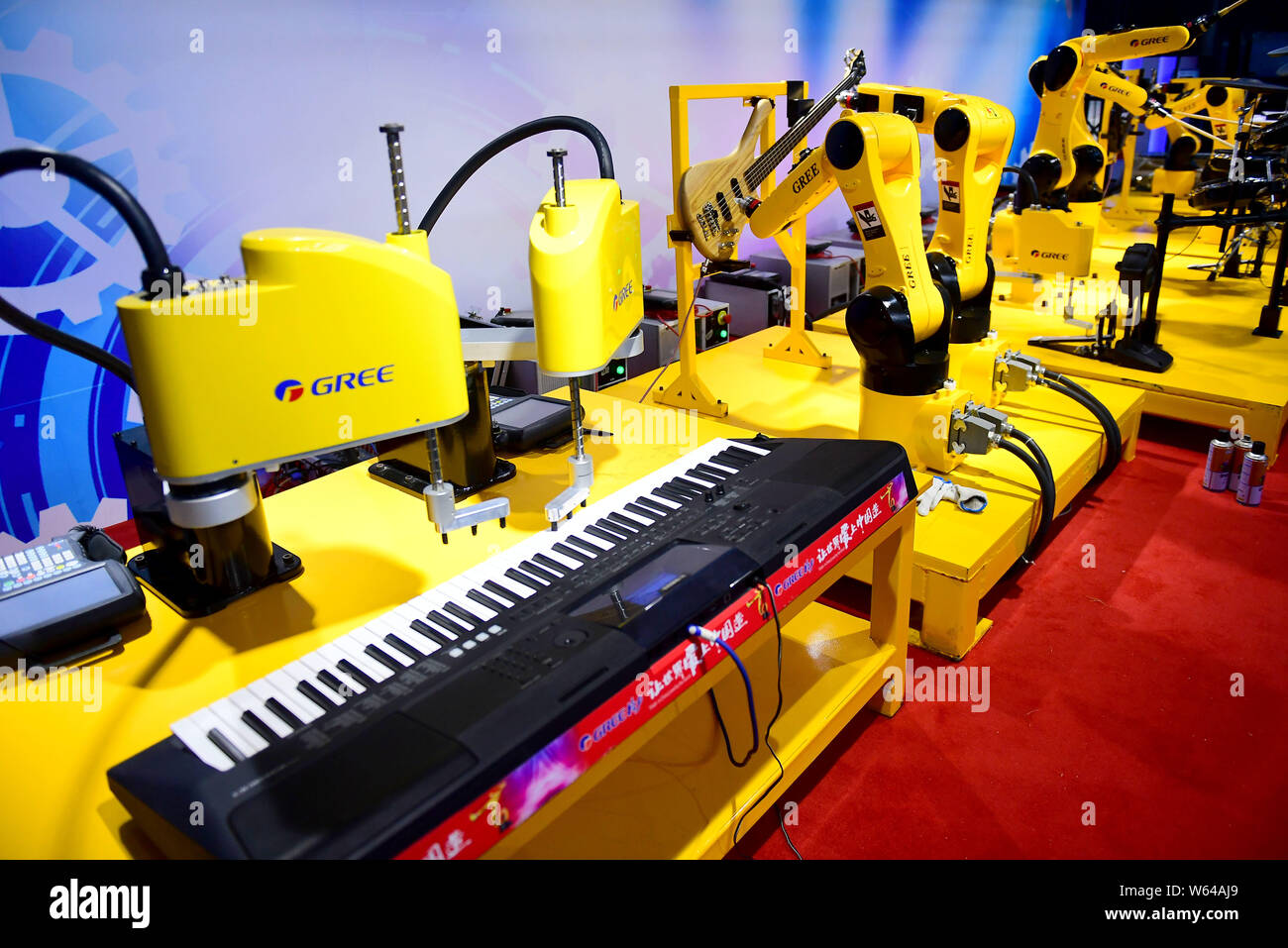 An industrial robot of a band self-developed by Gree Electric performs ...