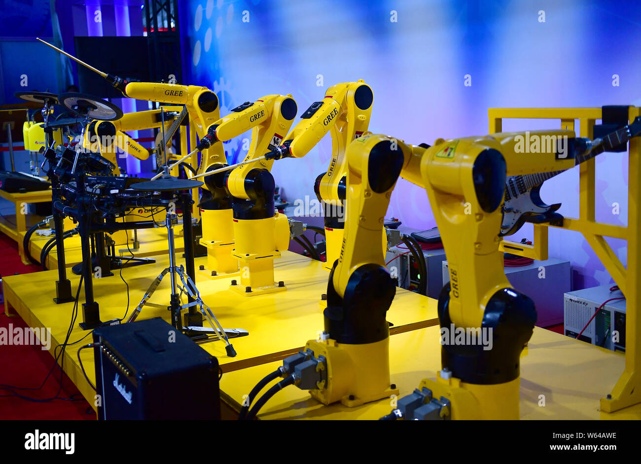 An industrial robot of a band self-developed by Gree Electric performs ...