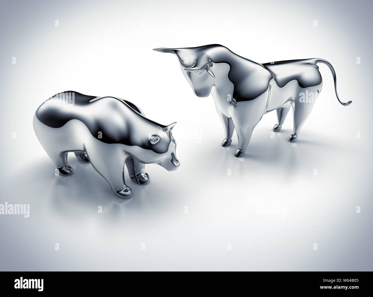 Silver bull and bear on a white background - 3D illustration - Bulle ...
