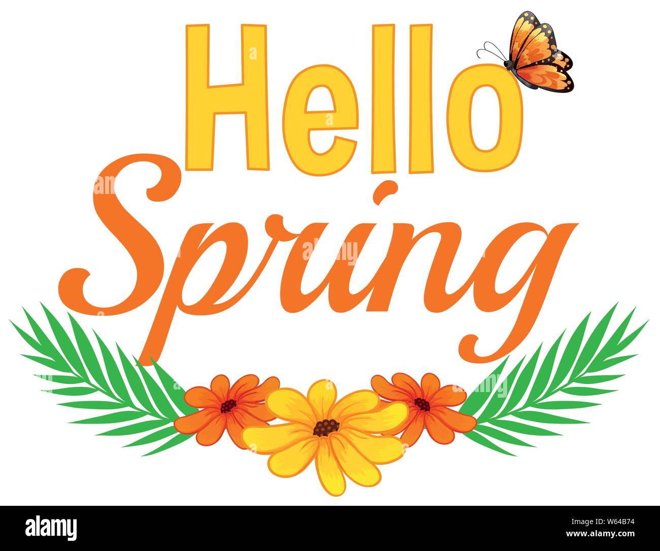 Hello spring nature text illustration Stock Vector Image & Art - Alamy