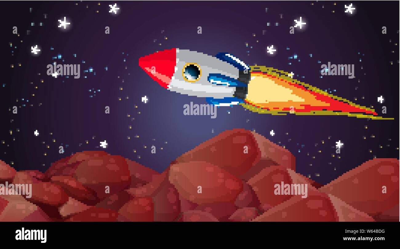 Rocket mars landscape scene illustration Stock Vector Image & Art - Alamy