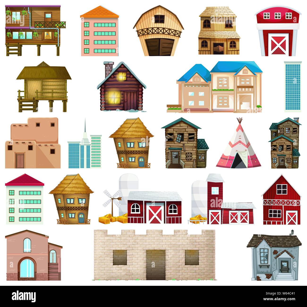 Set of different buildings illustration Stock Vector Image & Art - Alamy