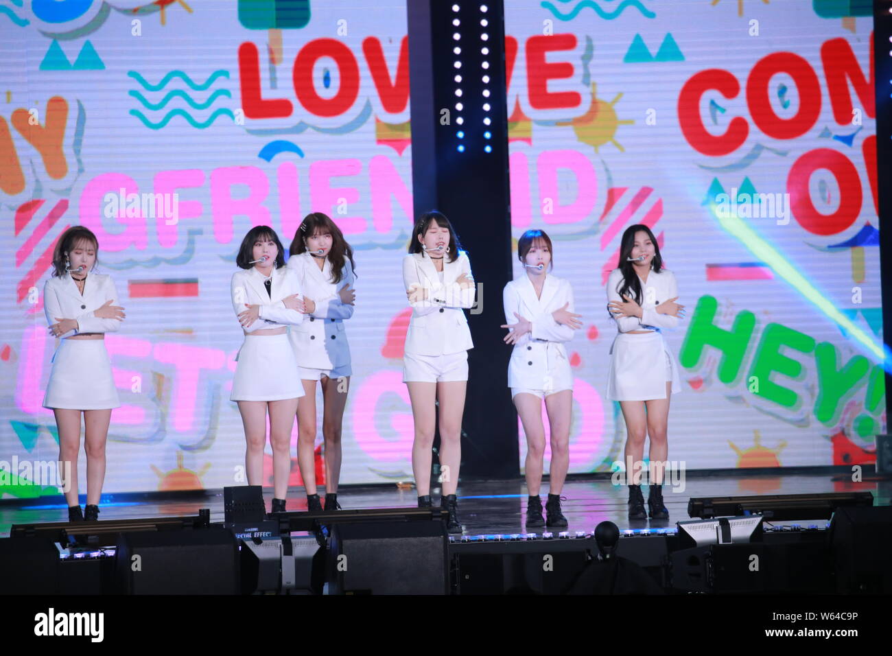 Members of South Korean girl group GFriend perform during the DMCF 2018 ...