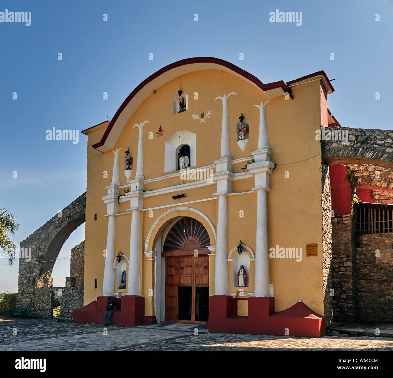 North America, MEXICO, Puebla state, the village church of Jonotla ...