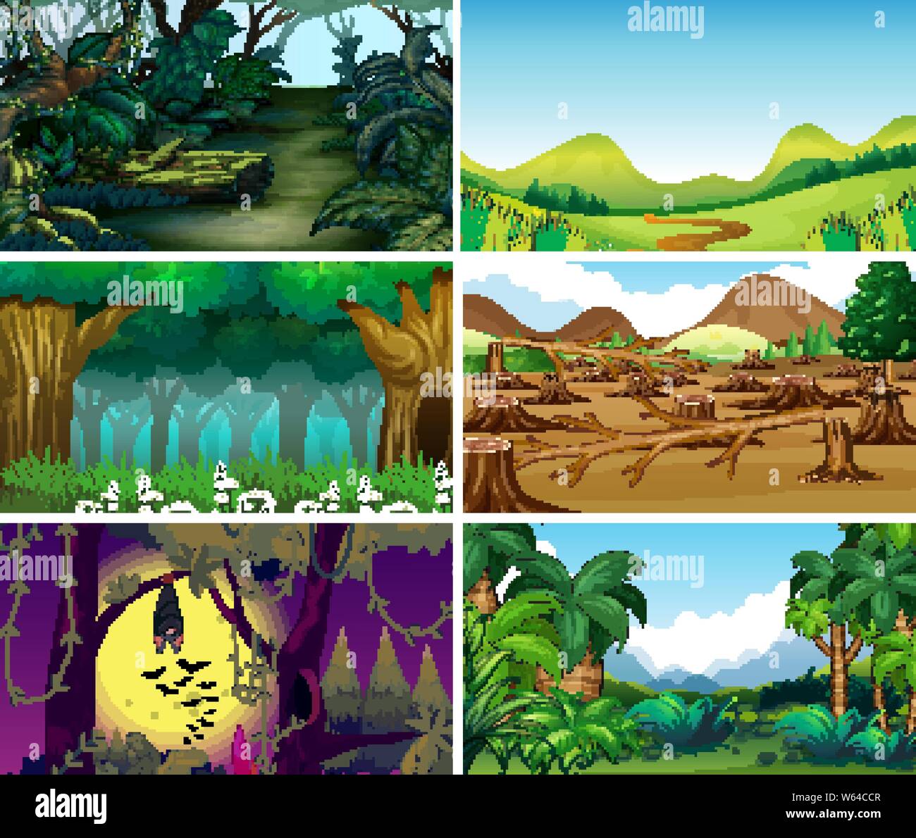 Empty, blank landscape nature scenes illustration Stock Vector Image ...