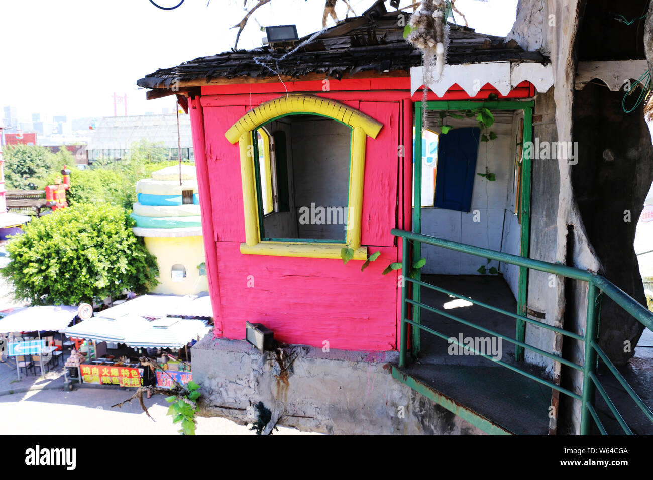 View of a three-storey tree house with nine rooms, dubbed as the city's ...