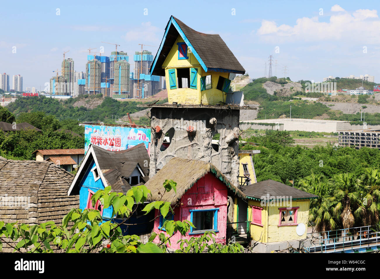 View of a three-storey tree house with nine rooms, dubbed as the city's ...
