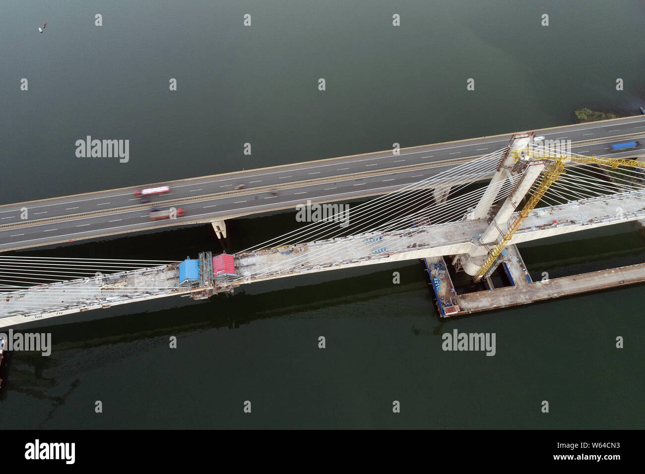 Aerial view of the Hanjiang Bridge of the Menghua Railway, Inner ...