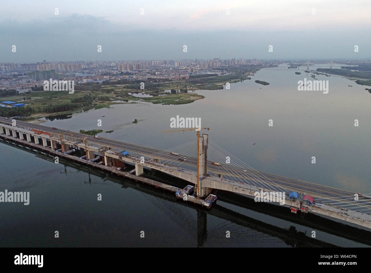 Aerial view of the Hanjiang Bridge of the Menghua Railway, Inner ...