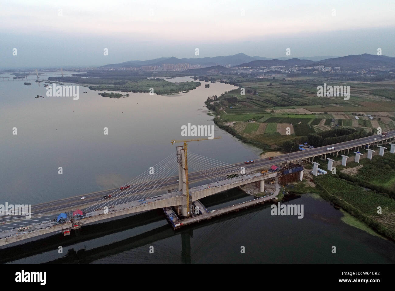 Aerial view of the Hanjiang Bridge of the Menghua Railway, Inner ...