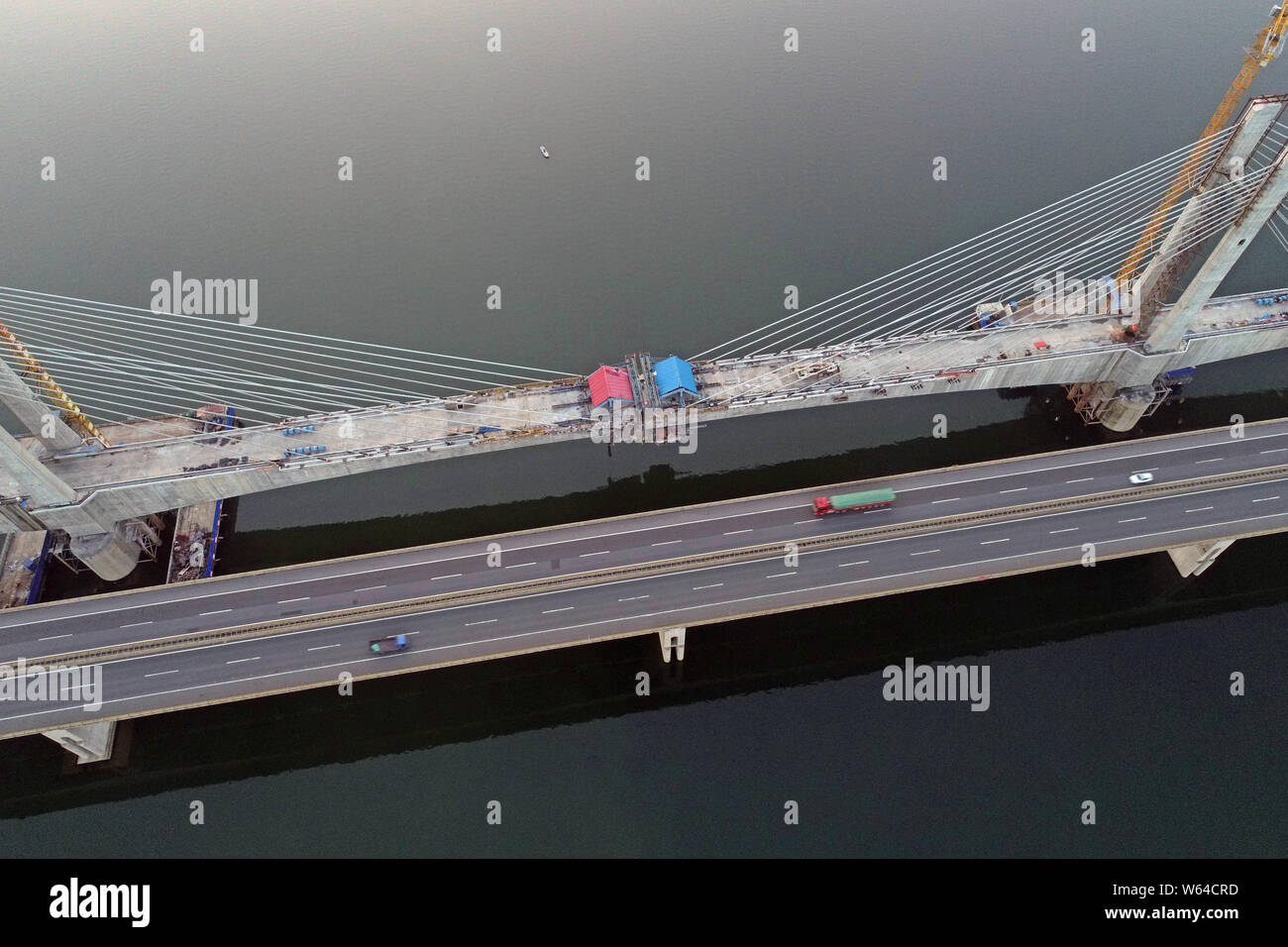 Aerial view of the Hanjiang Bridge of the Menghua Railway, Inner ...
