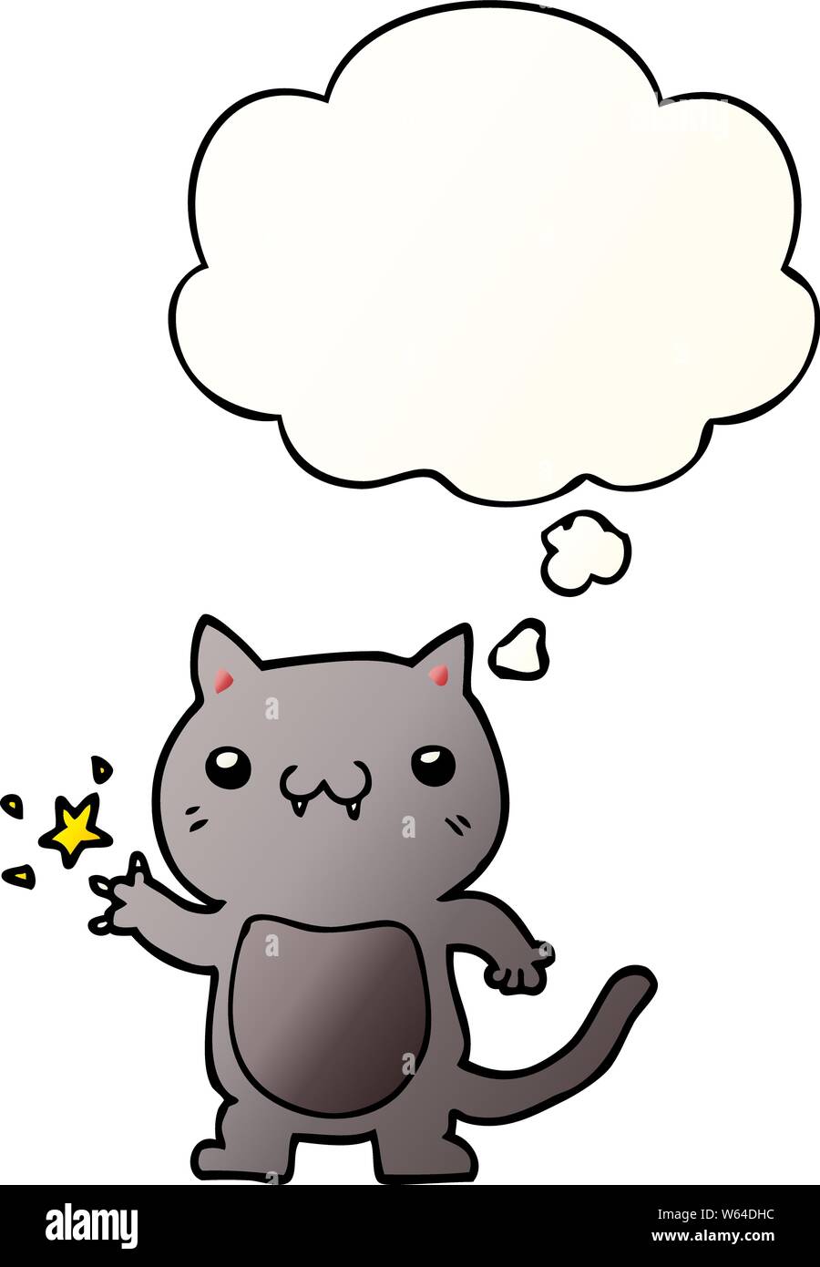 cartoon cat scratching with thought bubble in smooth gradient style ...