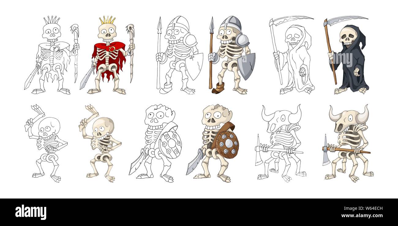 Human Skeletons Cartoon Character Collection. Vector Illustration ...
