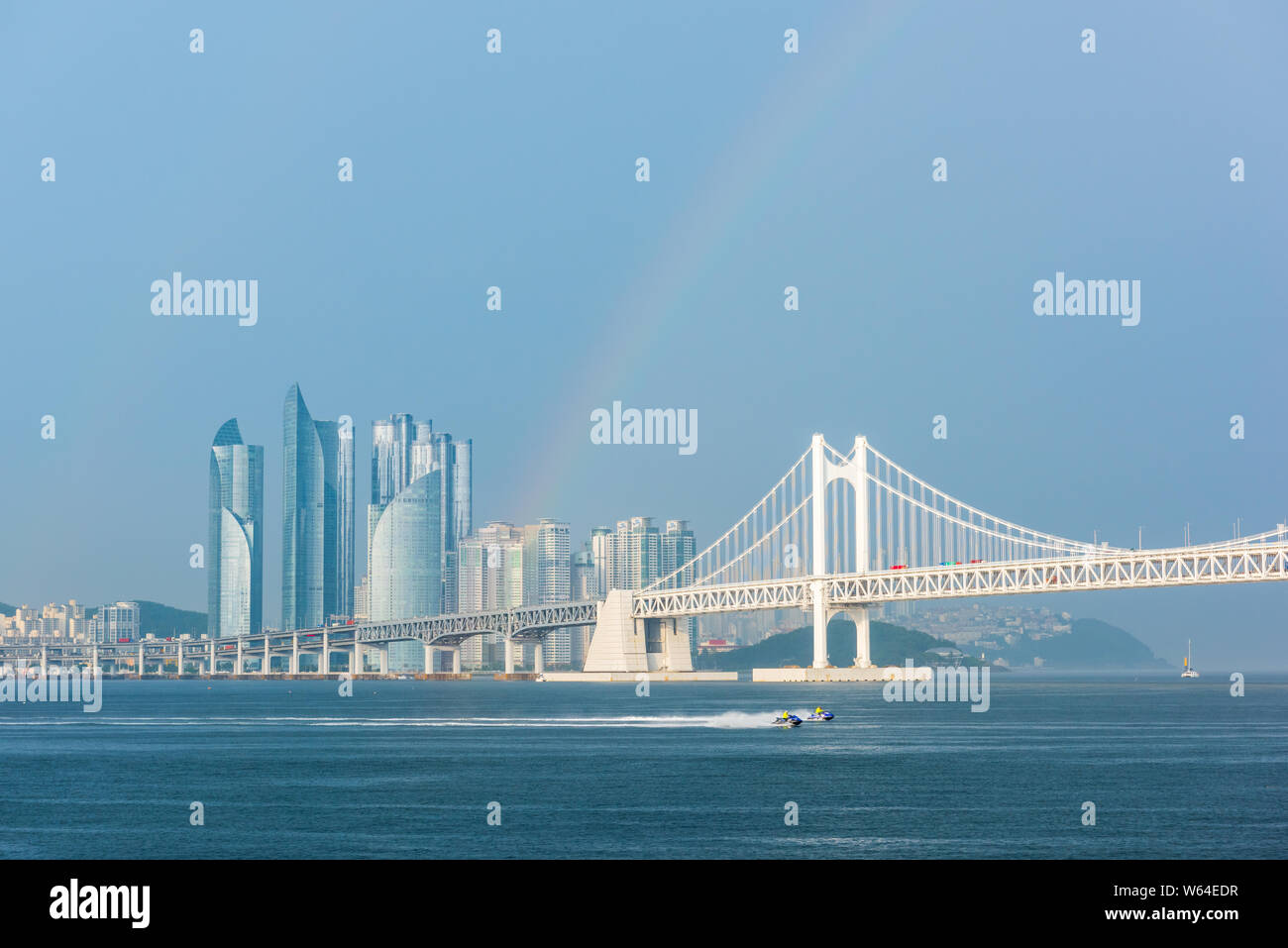 Gwangan Bridge and Haeundae in Busan City,South Korea Stock Photo - Alamy