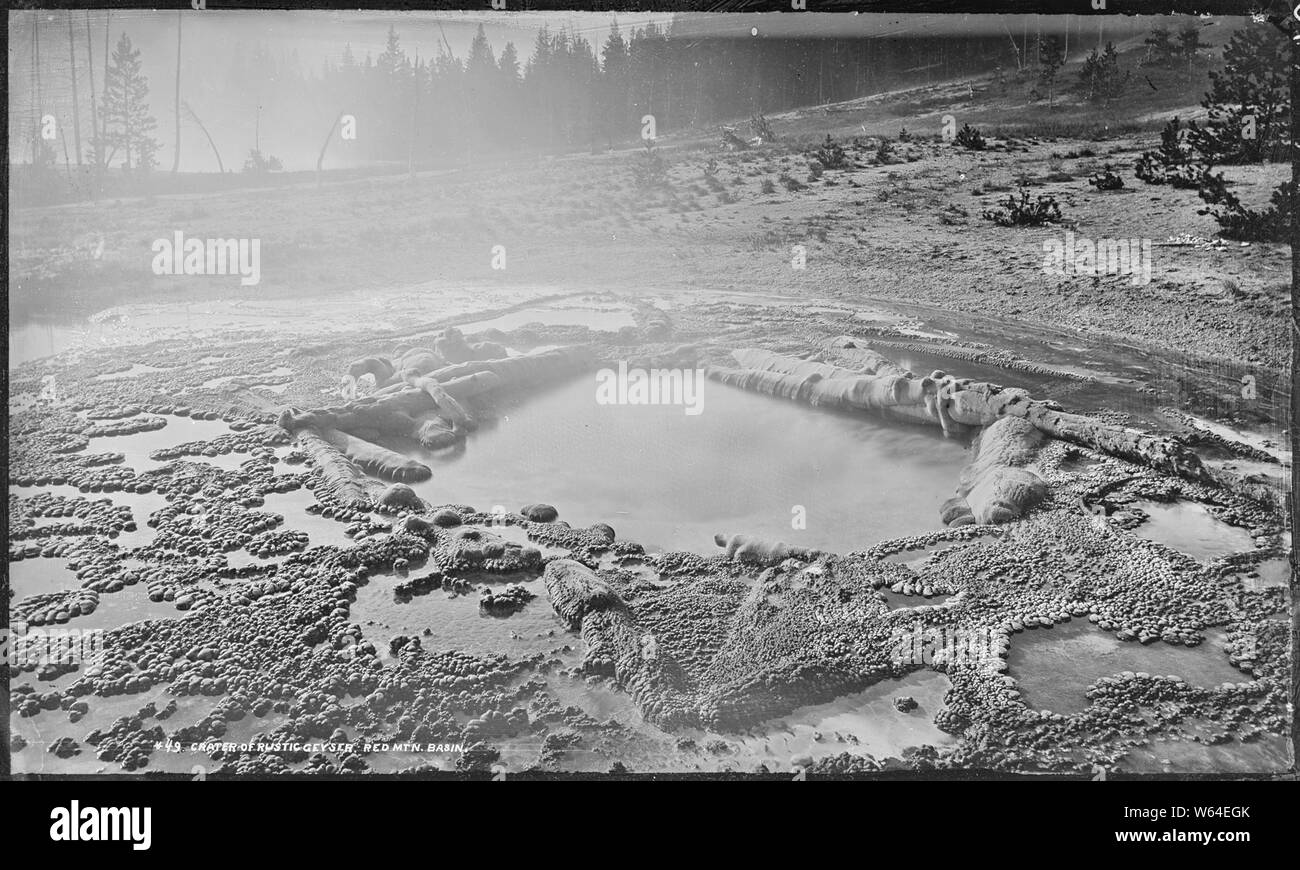Crater of Rustic Geyser, Heart Lake basin. Yellowstone National Park ...