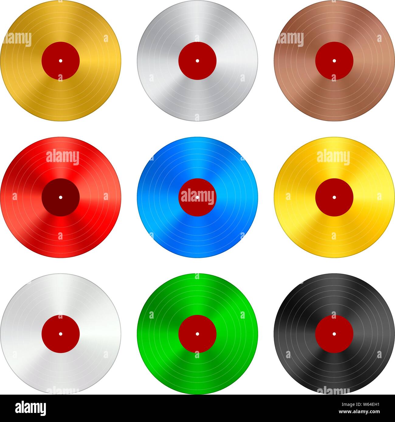 Vector illustration. Vinyl record in several colors isolated on white ...
