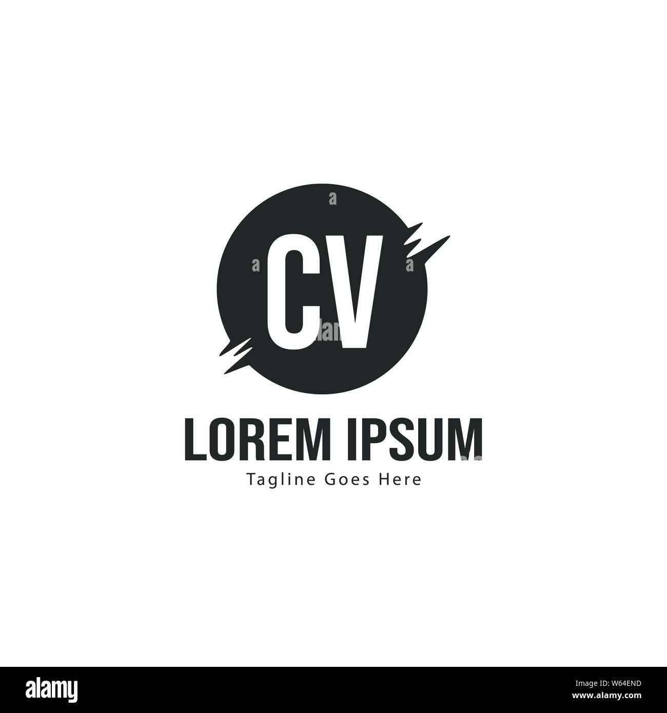 Initial CV logo template with modern frame. Minimalist CV letter logo ...