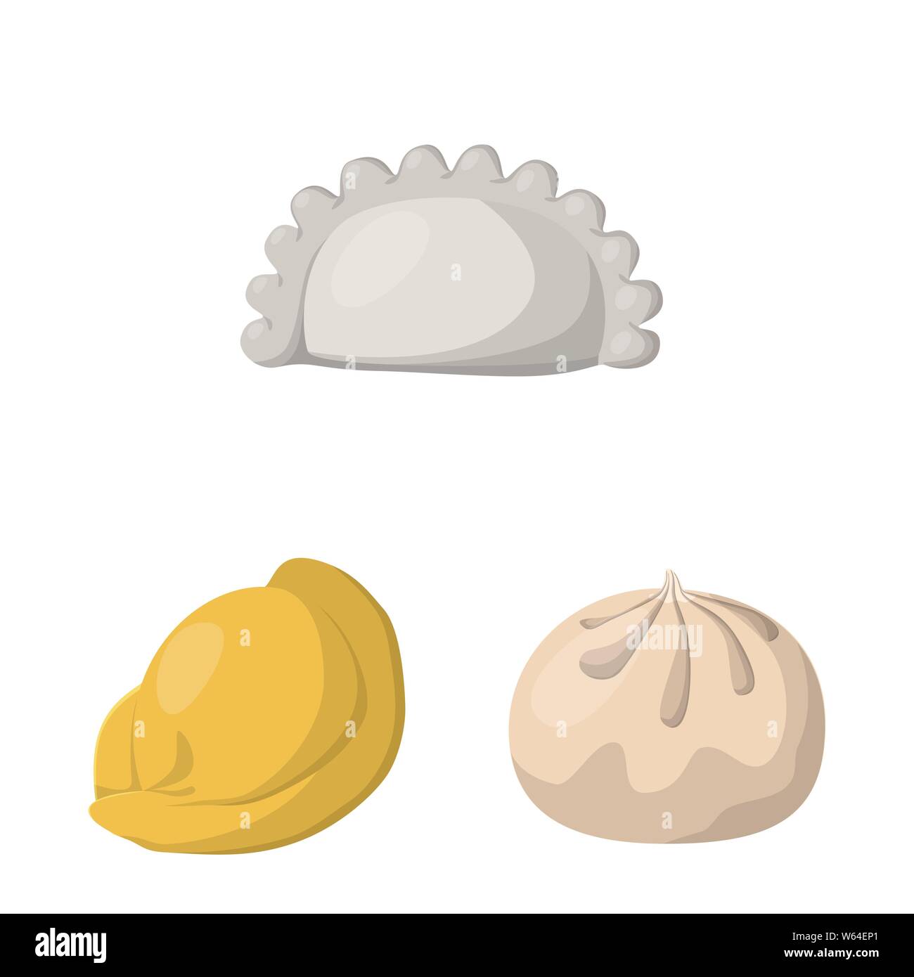 Vector design of dumplings and food sign. Set of dumplings and stuffed ...