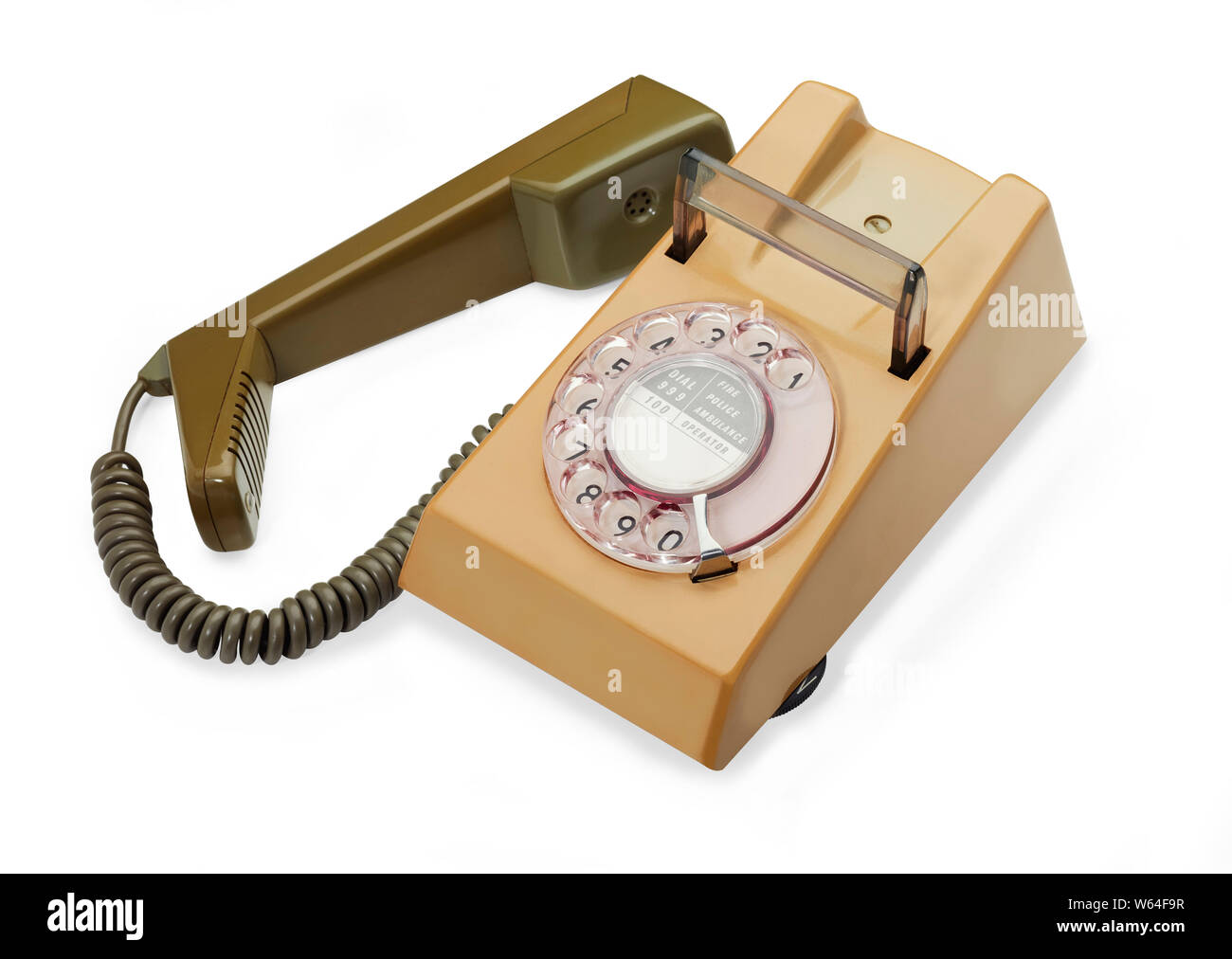 At 1970s dial version Trimphone in two tones of brown/green shot in a ...