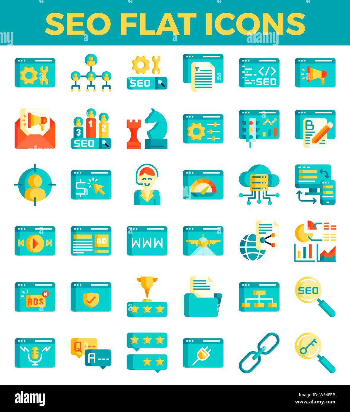 SEO Search engine optimization flat icons. Vector illustration Stock Vector Image & Art - Alamy
