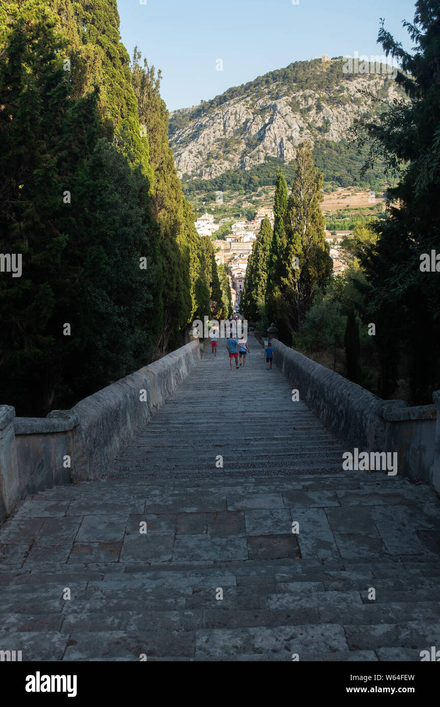 Calvary Steps, Pollenca, Mallorca Stock Photo - Alamy