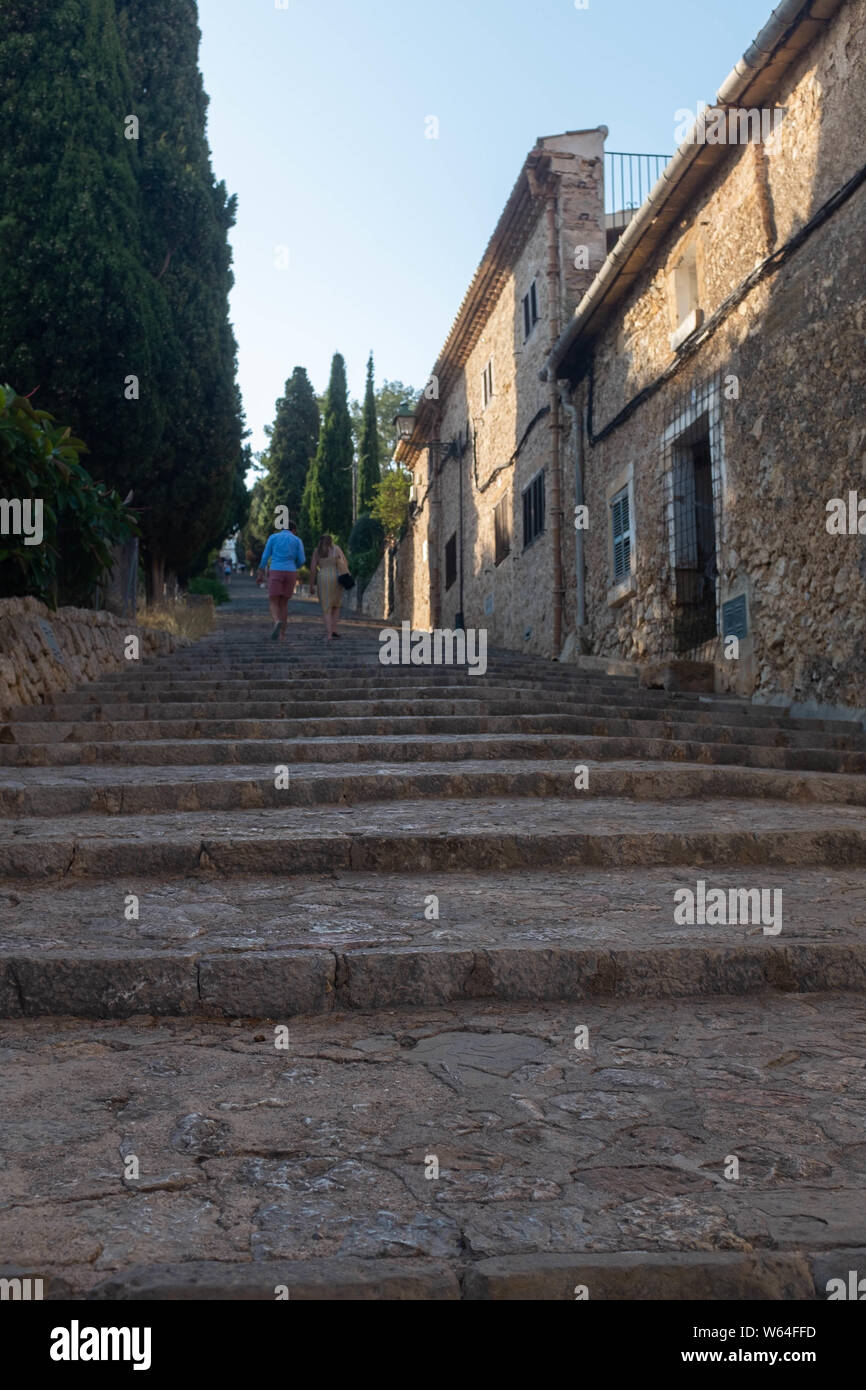 Calvary Steps, Pollenca, Mallorca Stock Photo - Alamy