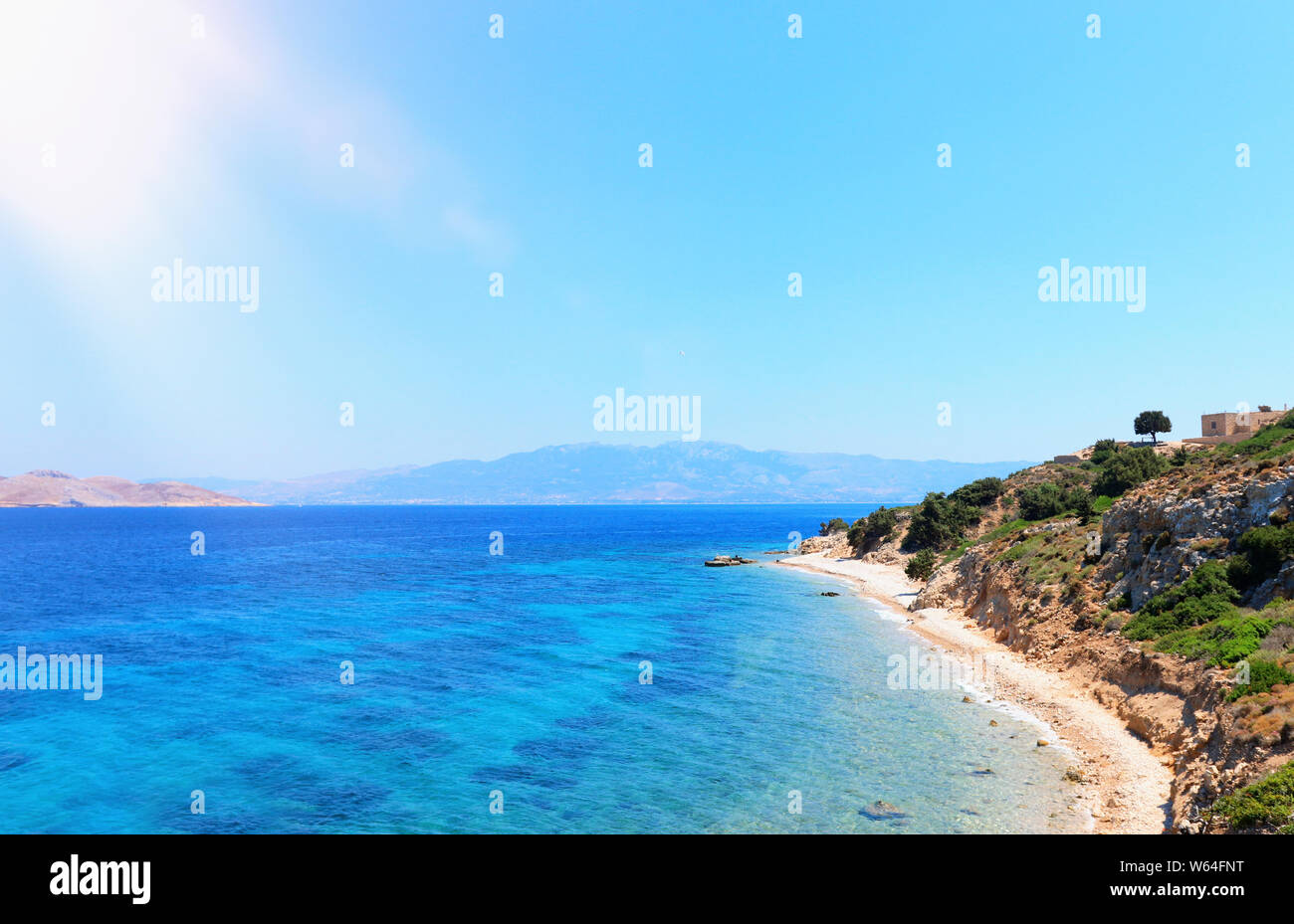 nature image of the beautiful Mediterranean sea with mountains at the ...